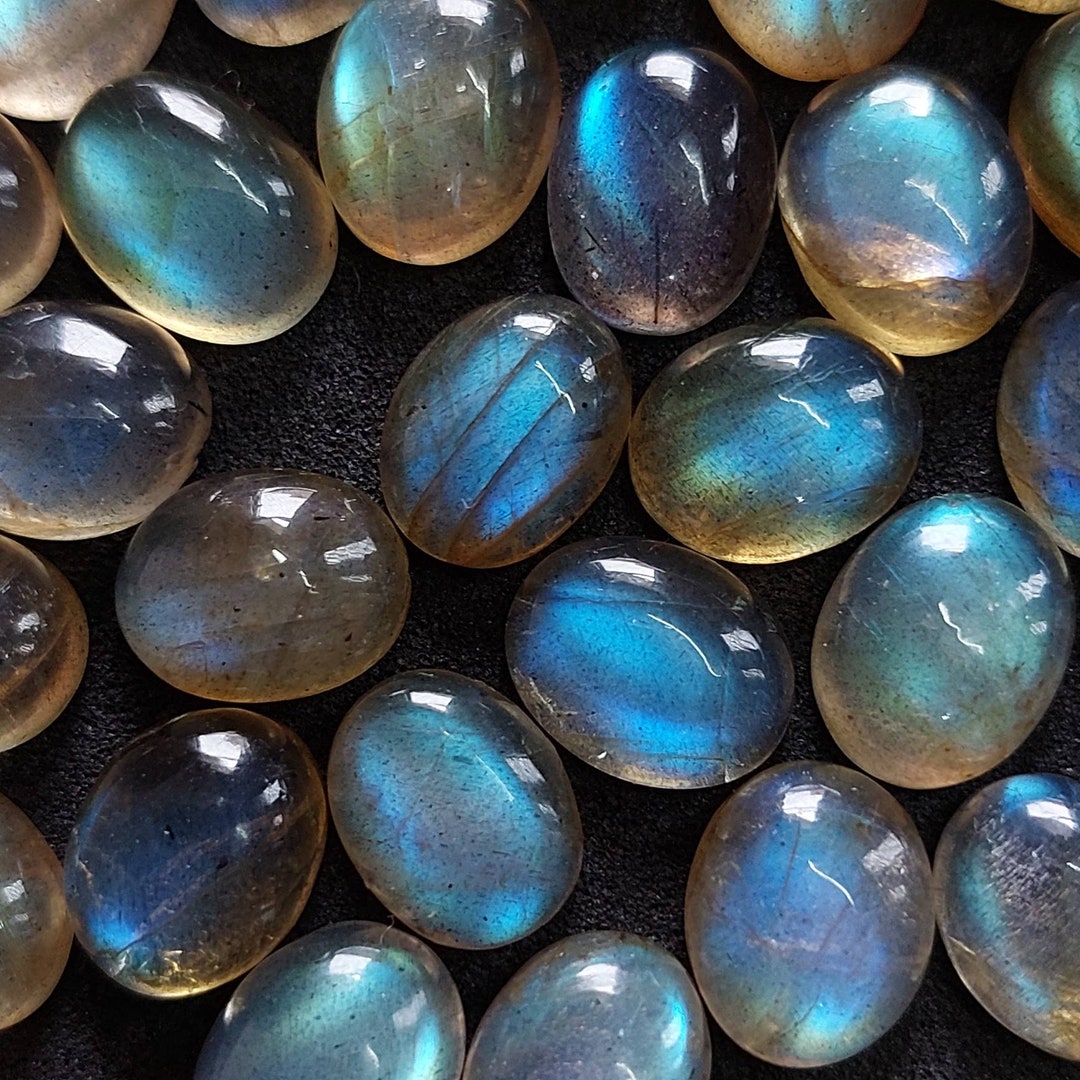 8x10 Mm 2 Pieces Natural Blue Labradorite Gemstone , Blue Labradorite ...