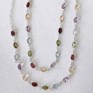 Multi Gemstone Necklace Gold Plated Necklace/925 Sterling Silver ...