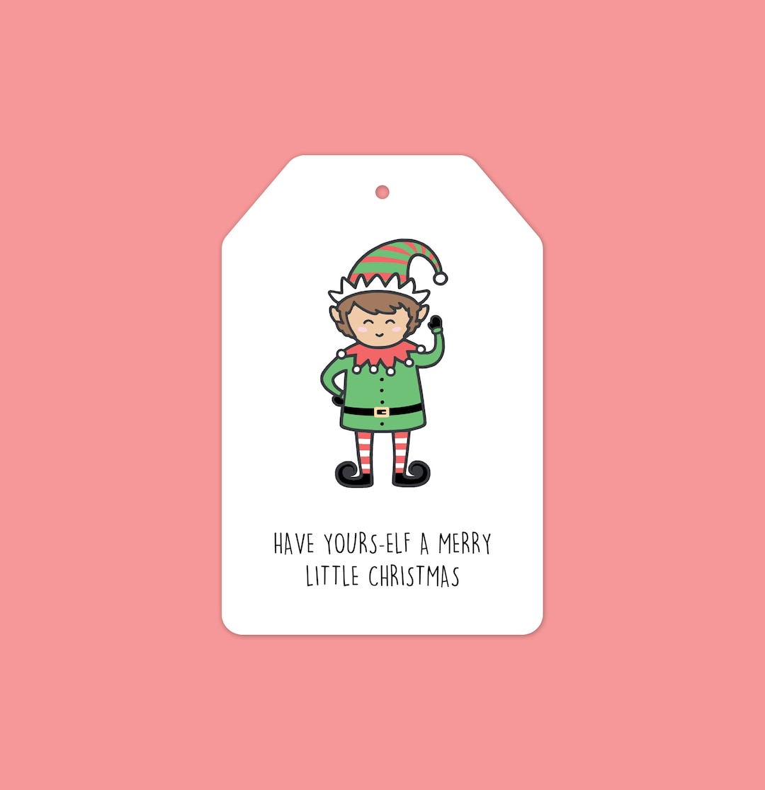 Merry Little Christmas Gift Tag Elf holiday Gift Tags, Festive Gift ...