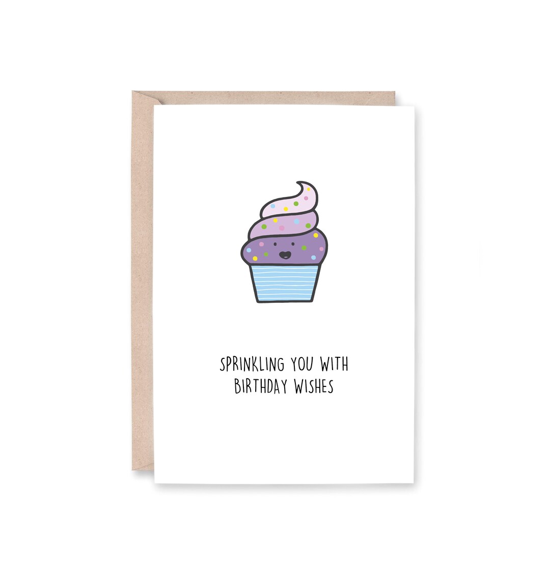 Sprinkling Birthday Wishes Card Cupcake Sprinkles funny - Etsy