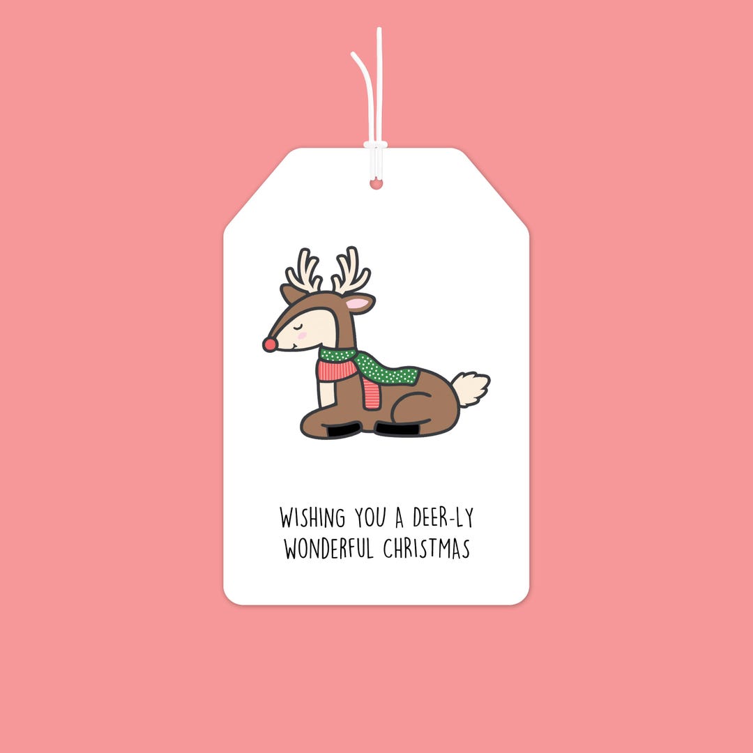 Christmas Gift Tag: Deer-ly Wonderful Christmas | Reindeer (festive ...