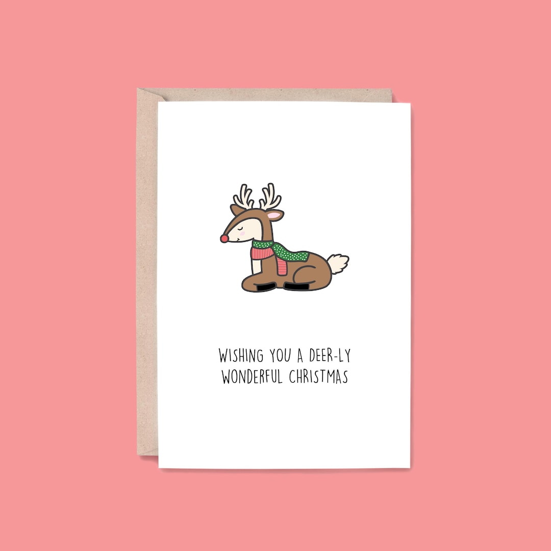 Christmas Card: Deer-ly Wonderful Christmas | Reindeer (festive ...