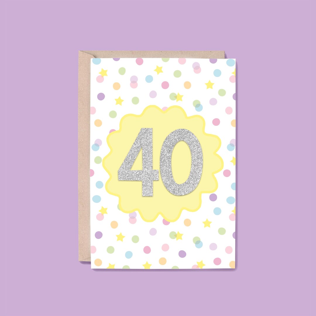 Milestone Card: 40th | Silver Glitter Sticker (40th Birthday, 40th ...