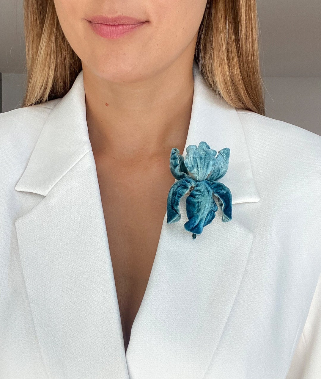 Blue Velvet Iris Flower Brooch, Flower Brooch, Flower Jewelry, Flower ...