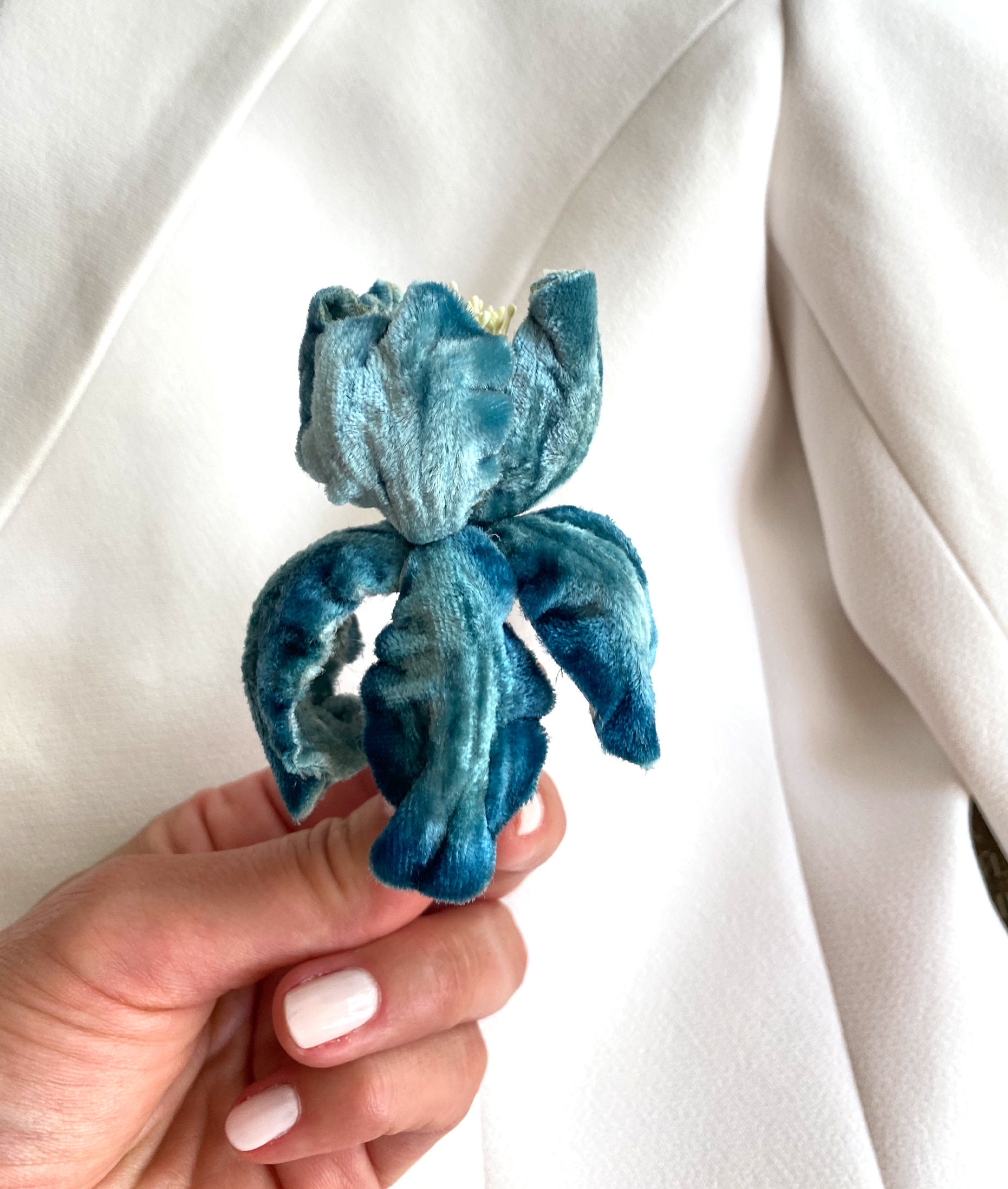Blue Velvet Iris Flower Brooch, Flower Brooch, Flower Jewelry, Flower ...
