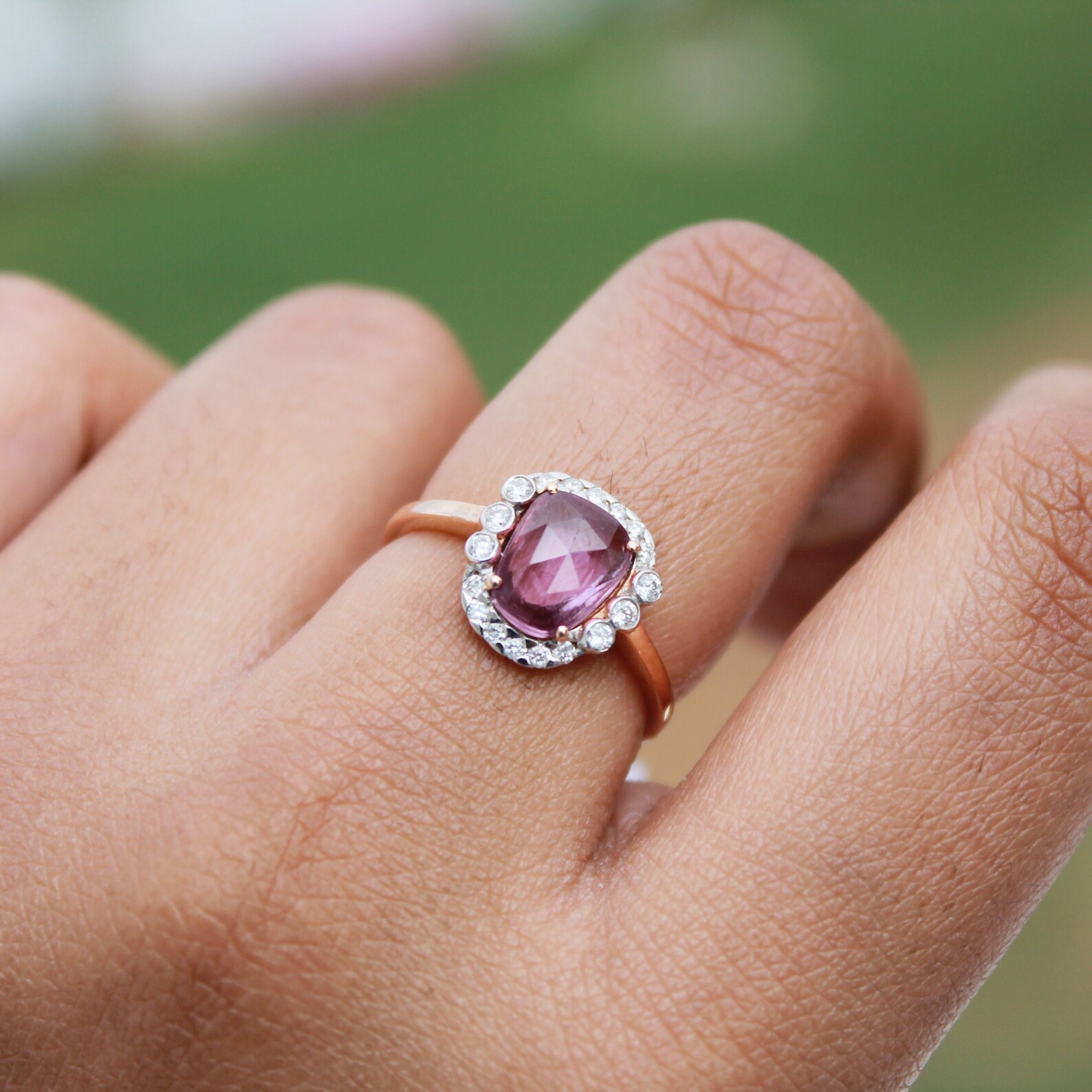 Solid 18K Rose Gold Ring Natural Pink Sapphire Ring - Etsy