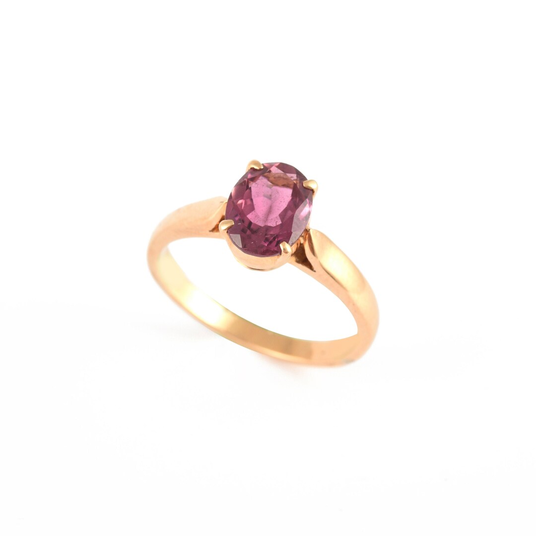 Natürlicher rosa Turmalin Goldring massiver 18K Goldring - Etsy.de