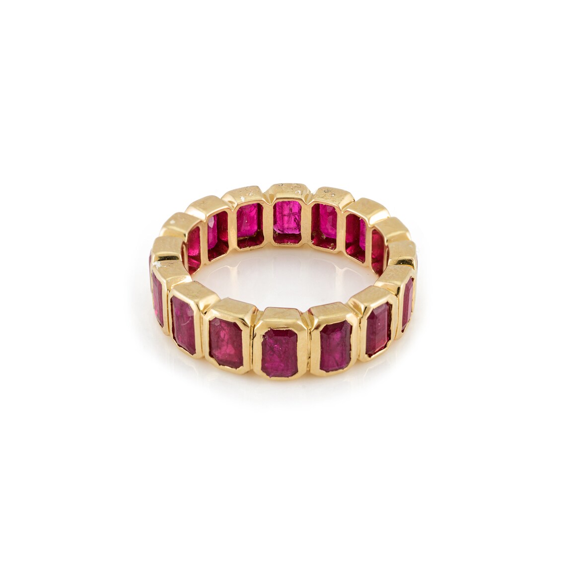 Solid 14K Gold, Natural Ruby Band Ring, Eternity Ring, Stackable Ring ...