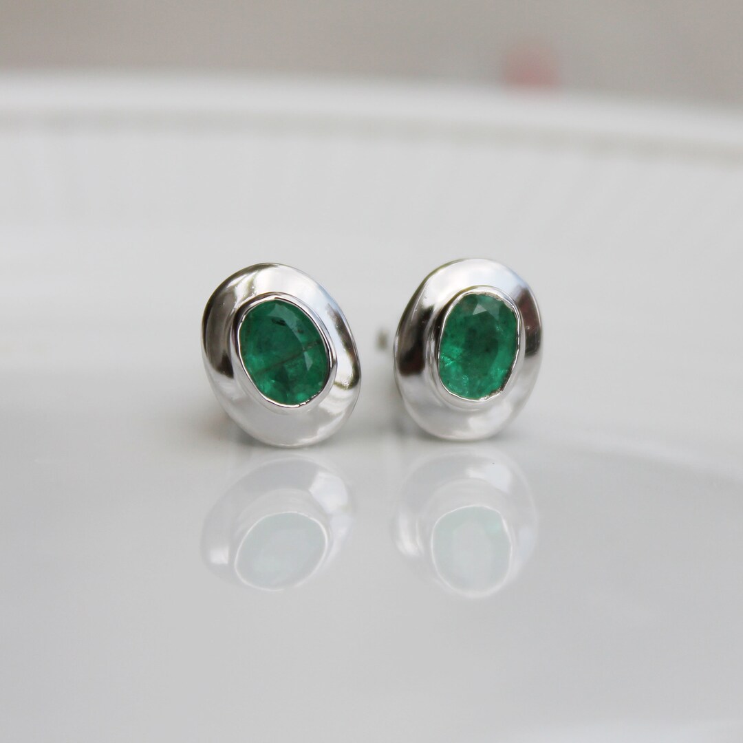 Emerald Iridescent Cufflink, Solid 925 Silver Cufflink, Natural Oval ...
