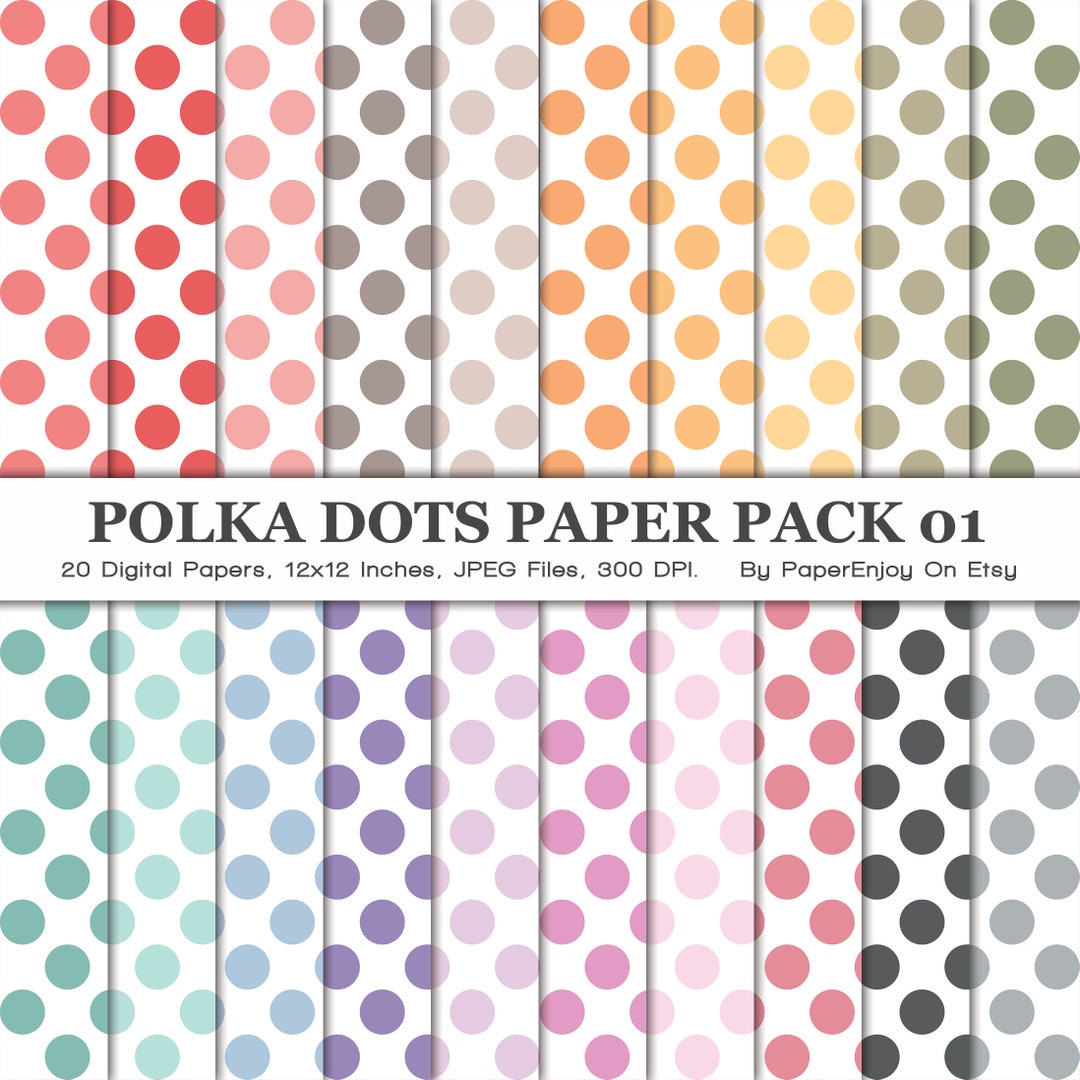 Polka Dots Digital Paper, Pastel Polka Dots, Polka Dots Pattern, Pastel ...