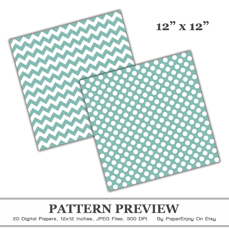 Mint Digital Paper, Mint Digital Pattern, Mint Chevron Paper, Mint ...