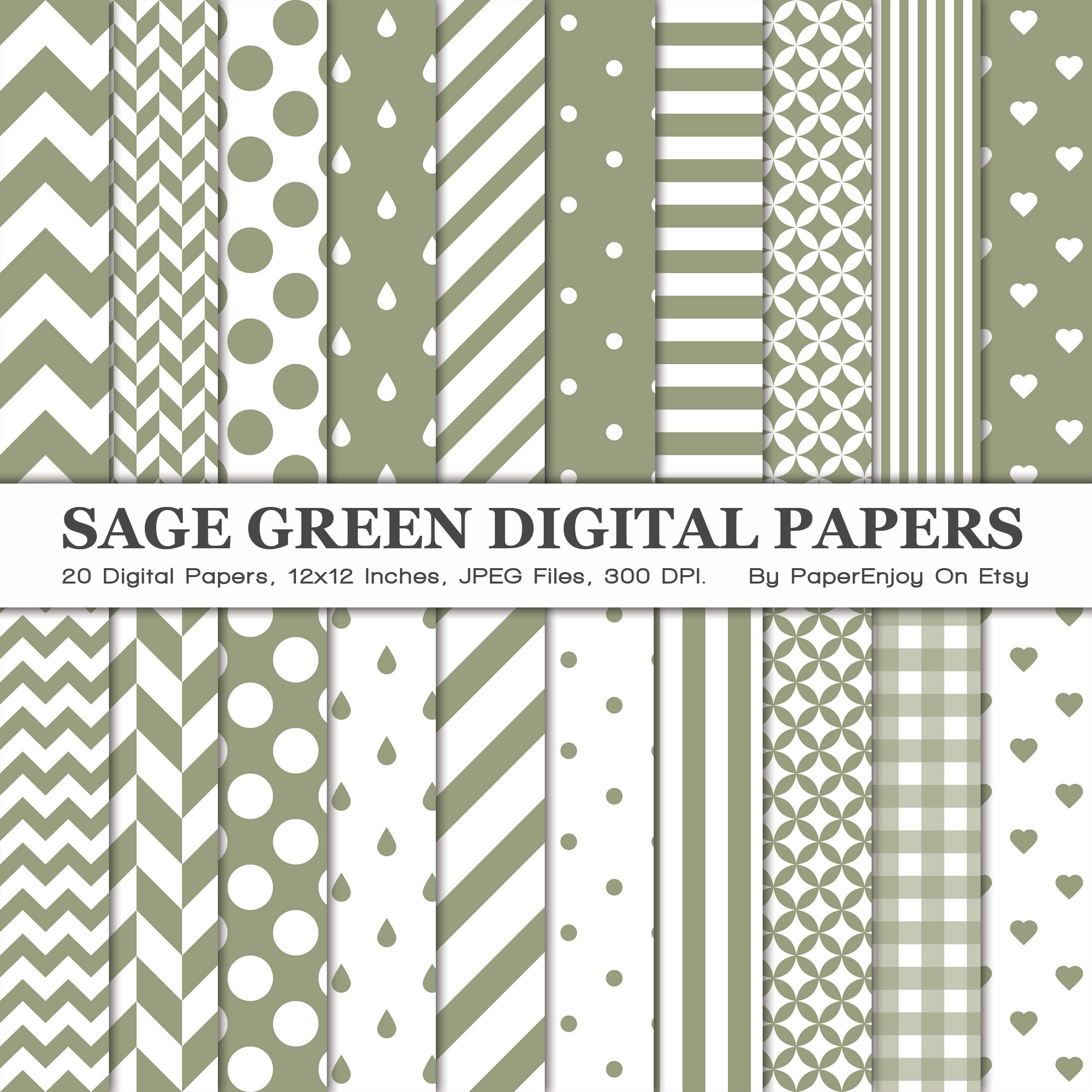 Sage Green Digital Paper, Green Digital Paper, Green Digital Pattern ...