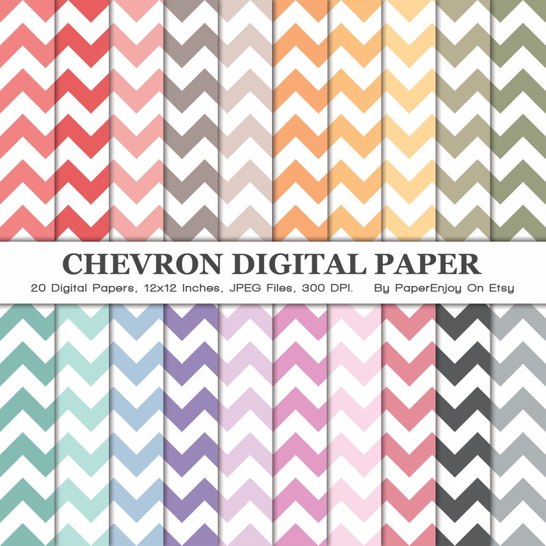 Chevron Digital Paper - Zig Zag Pattern, Geometric, Pastel - Commercial ...