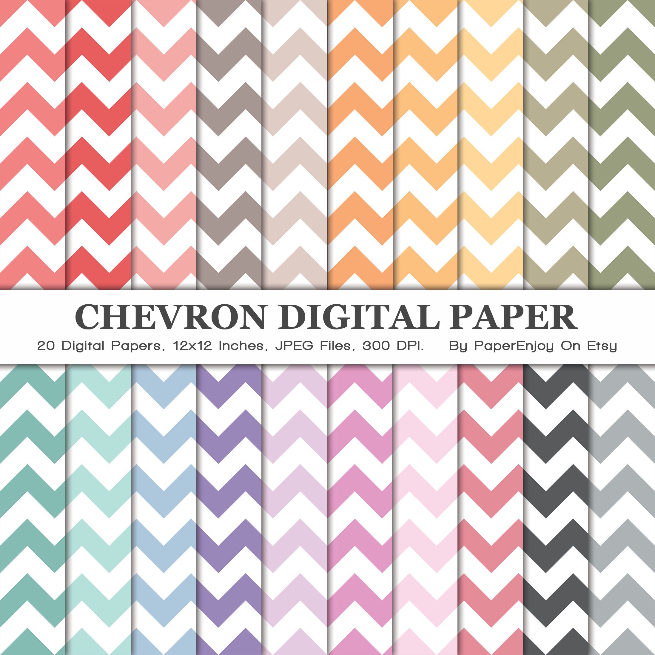 Chevron Digital Paper - Zig Zag Pattern, Geometric, Pastel - Commercial ...