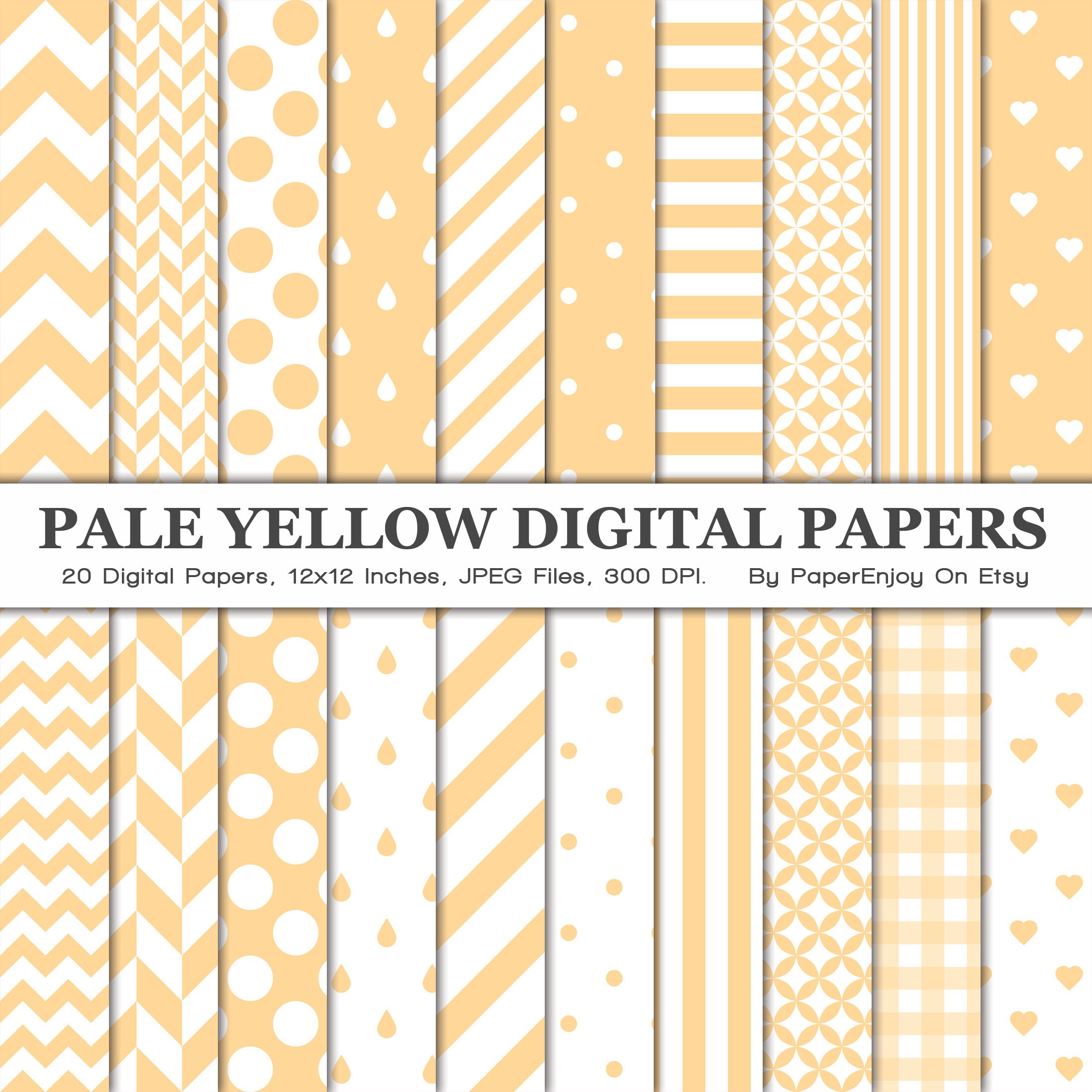 Yellow Digital Paper, Yellow Digital Pattern, Yellow Chevron Paper ...