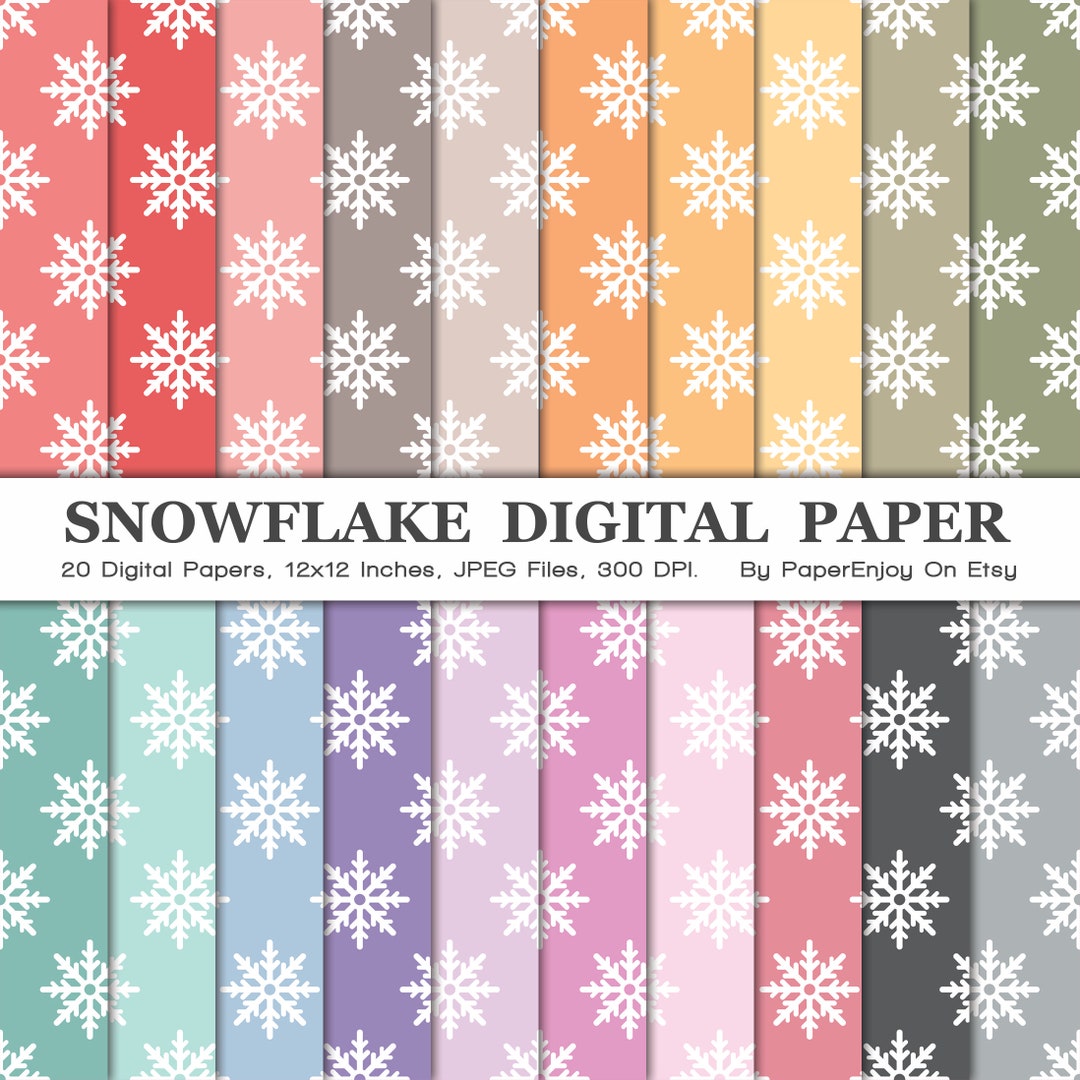 Snowflake Digital Paper, Christmas Digital Patterns, Pastel Papers ...