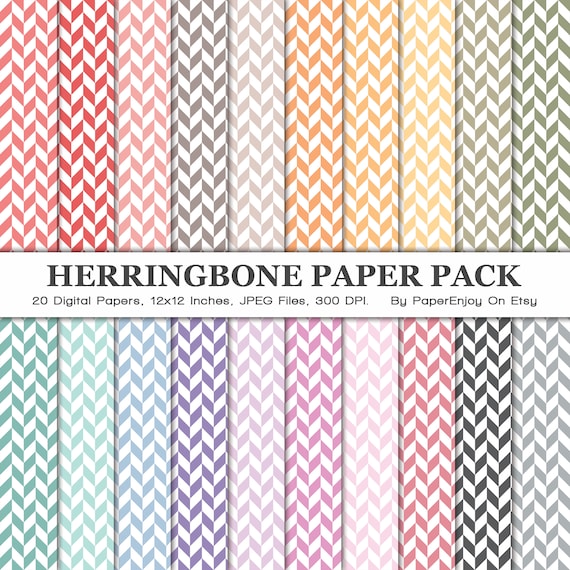 Herringbone Digital Paper Pack Zig Zag Digital Paper Pastel | Etsy