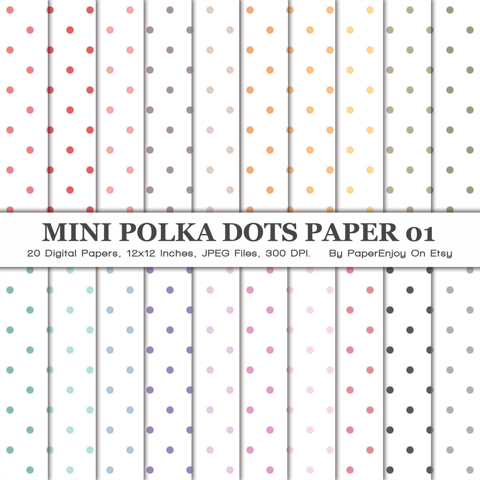 Mini Polka Dots Digital Paper, Polka Dot Digital Paper, Mini Dots Paper ...