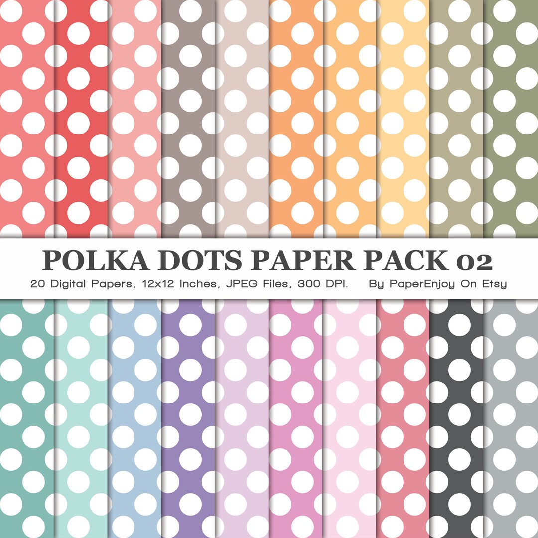 Polka Dots Digital Paper, Pastel Polka Dot Pattern, Rainbow Digital ...