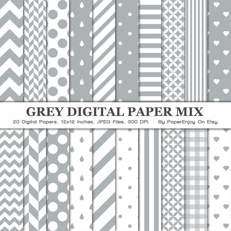 Gray Digital Paper, Grey Digital Pattern, Grey Chevron Paper, Gray ...