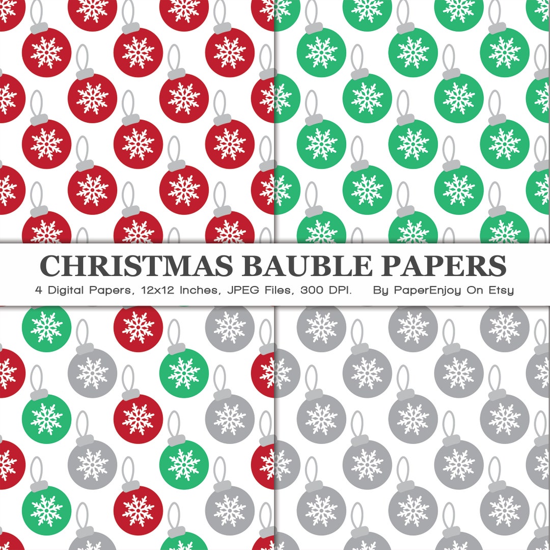 Papel digital Christmas Bauble, Papel digital de Navidad, Patrones de ...