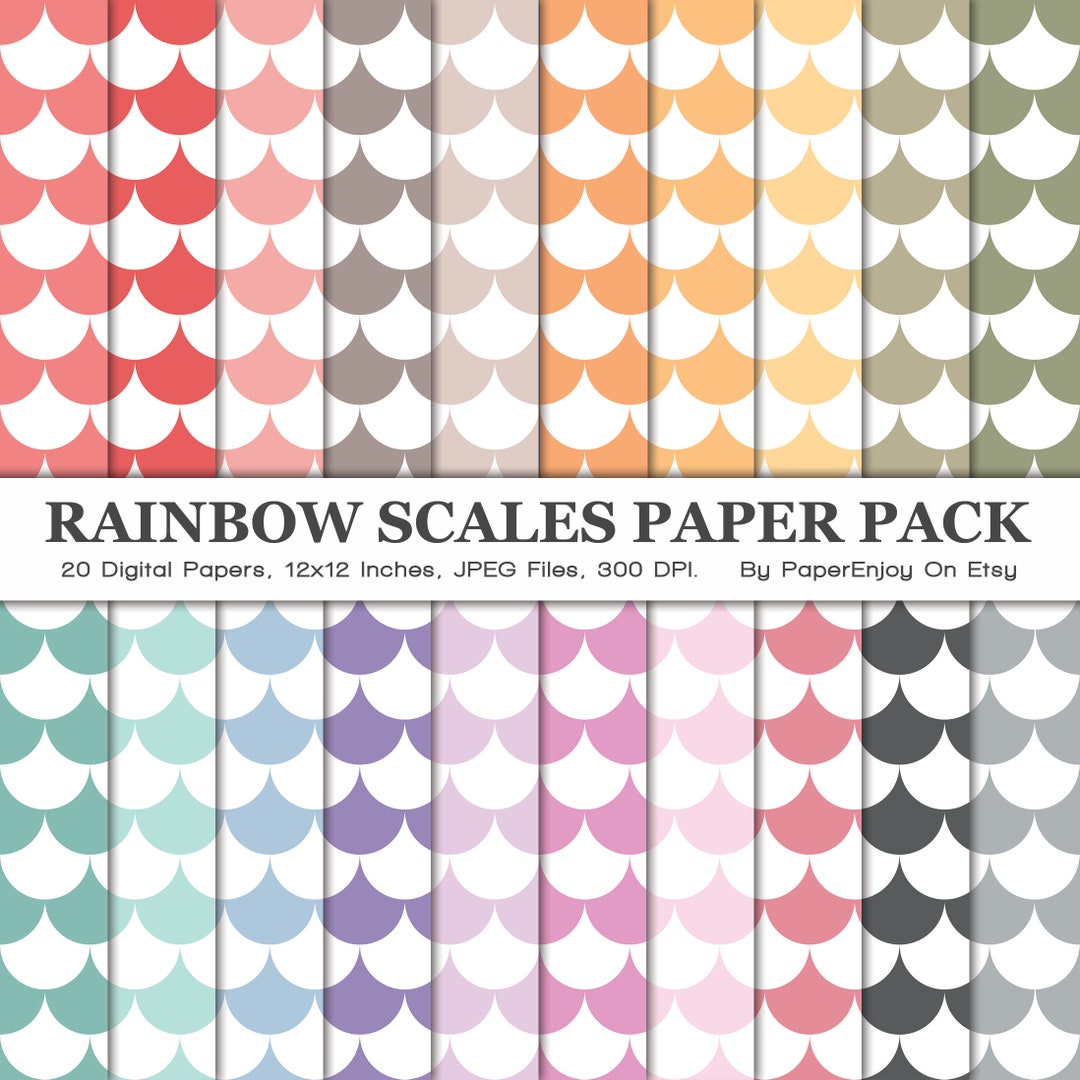 Scales Digital Paper for Scrapbooking - Scallops Digital Paper, Mermaid ...