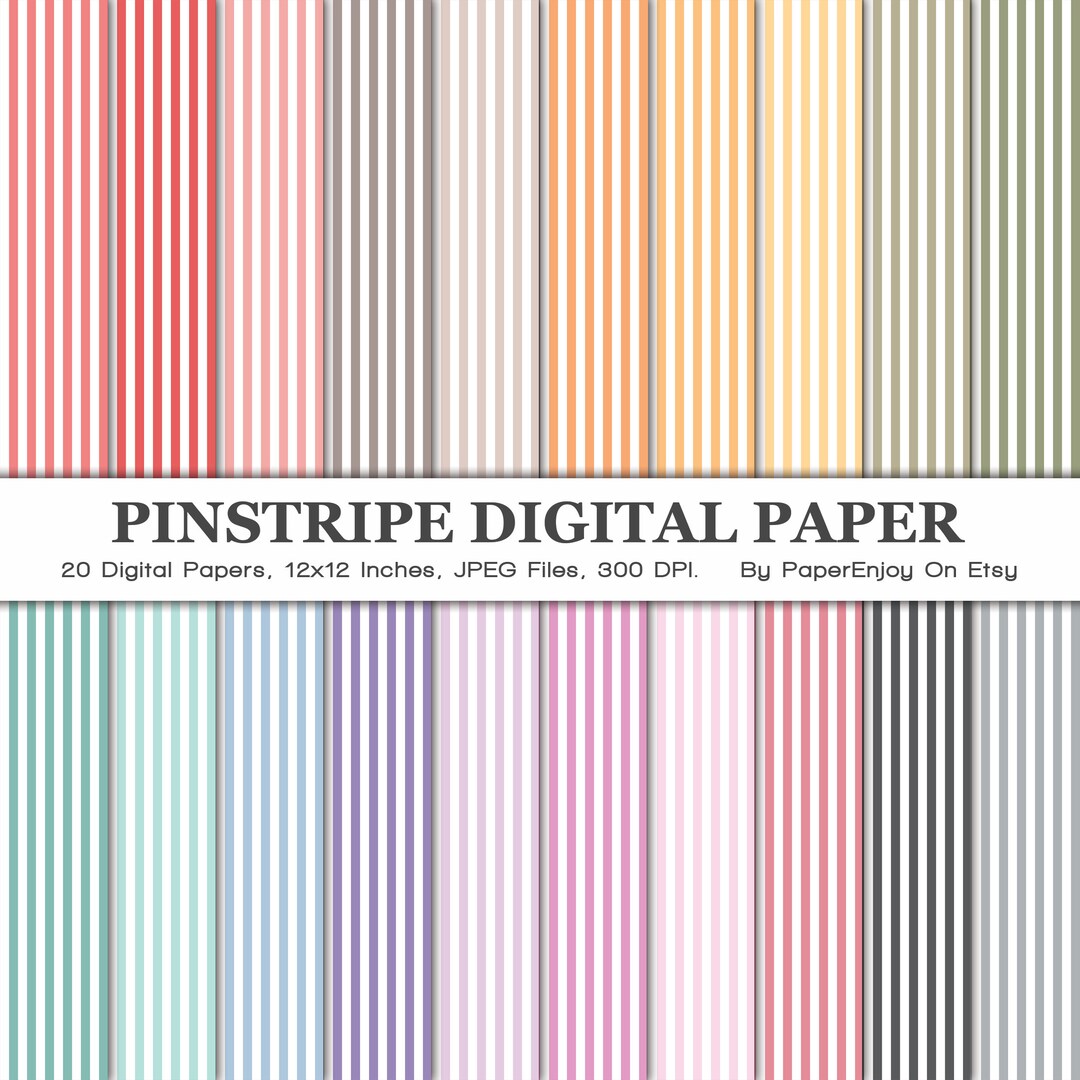 Pinstripe Digital Paper, Pinstripe Digital Pattern, Pastel Pinstripe ...