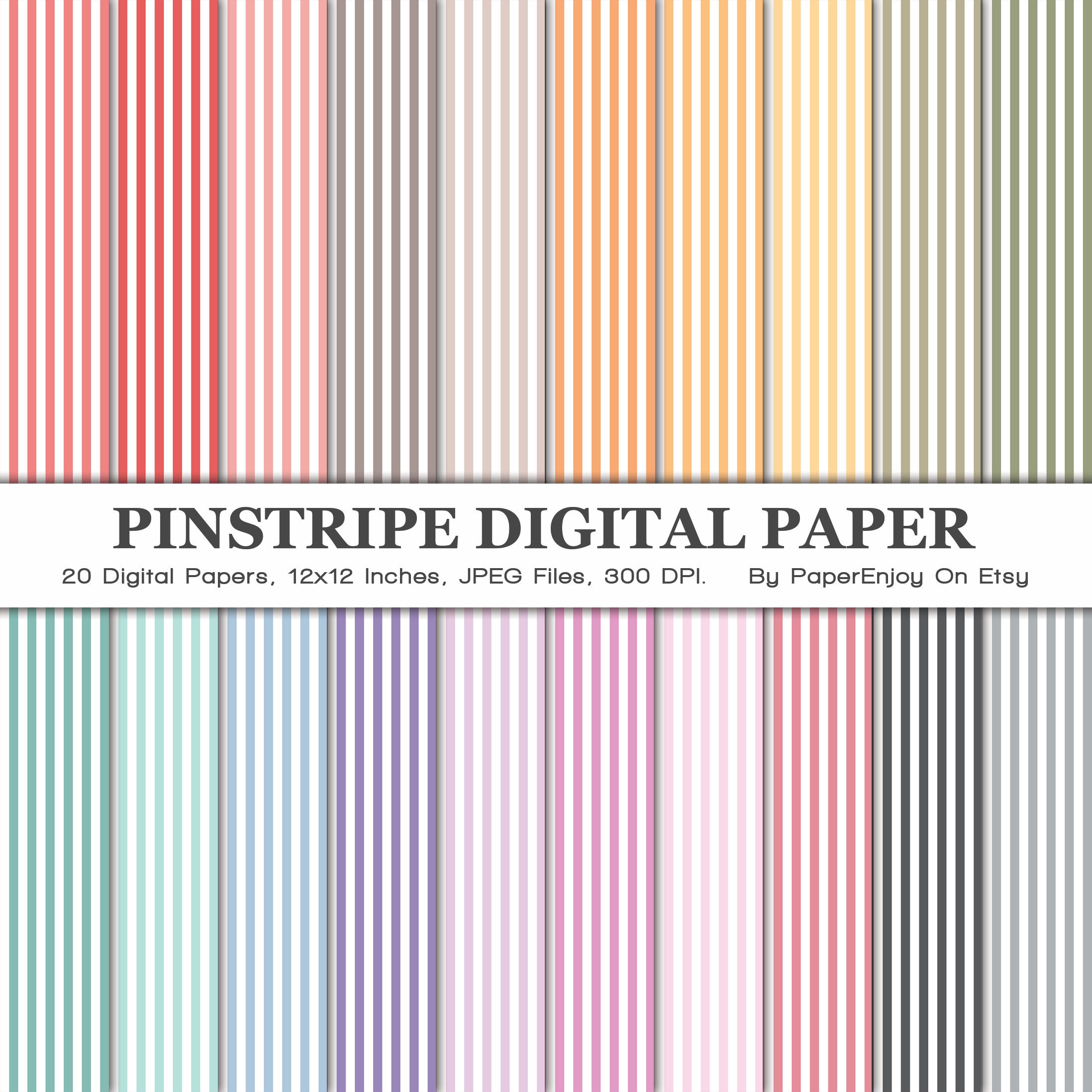 Pinstripe Digital Paper, Pinstripe Digital Pattern, Pastel Pinstripe ...