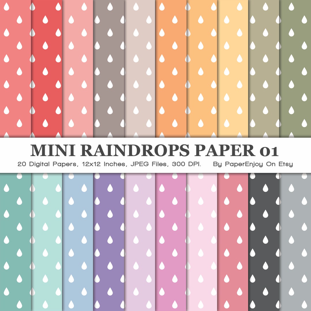 Mini Raindrop Digital Paper, Droplet Digital Paper, Rainy Day Pattern ...