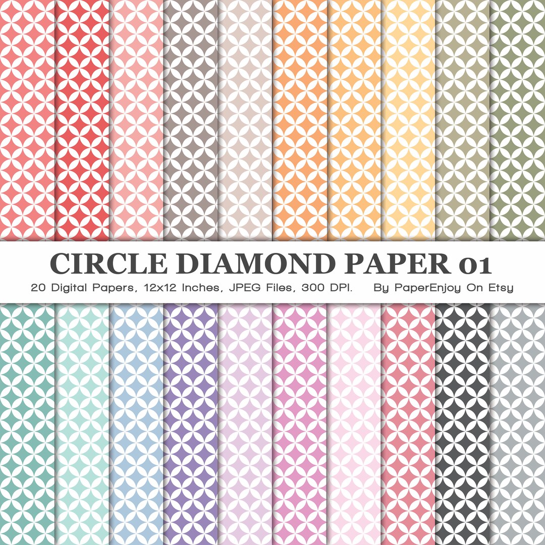 Circle Diamond Digital Paper, Circle Digital Paper, Geometric Digital ...