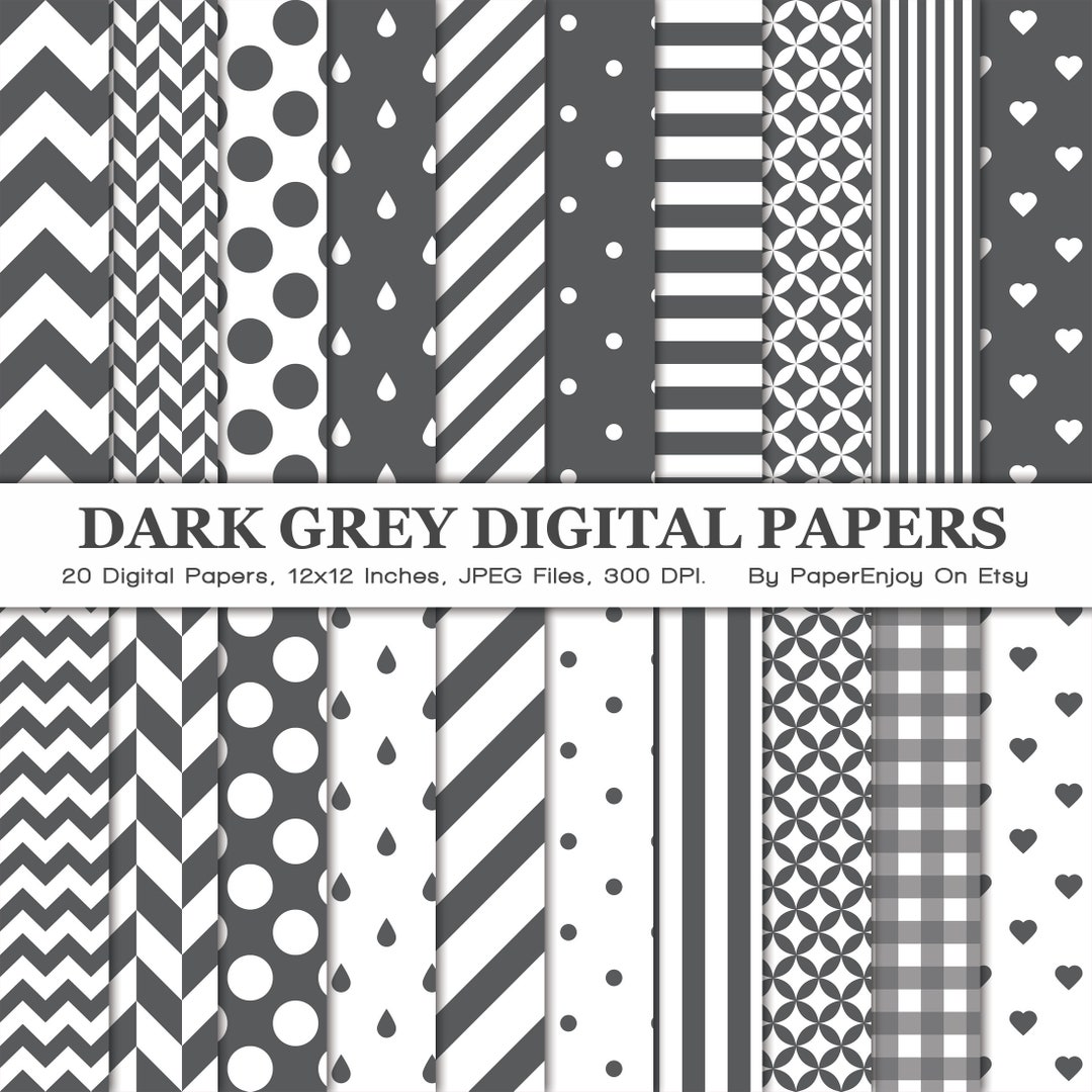 Dark Gray Digital Paper, Gray Digital Pattern, Gray Scrapbook Paper ...