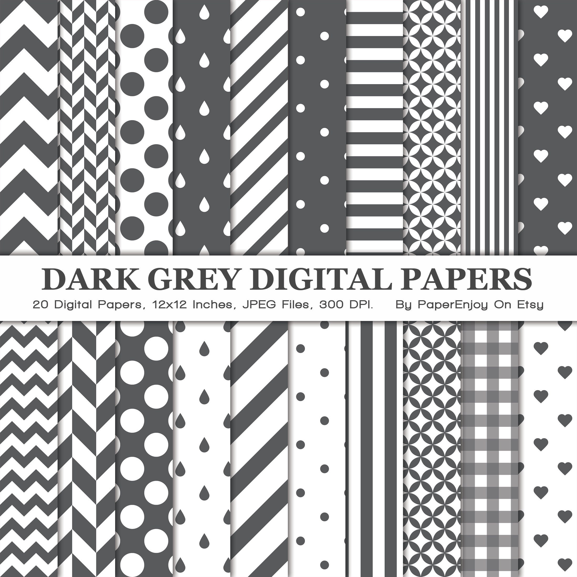 Dark Gray Digital Paper, Gray Digital Pattern, Gray Scrapbook Paper ...