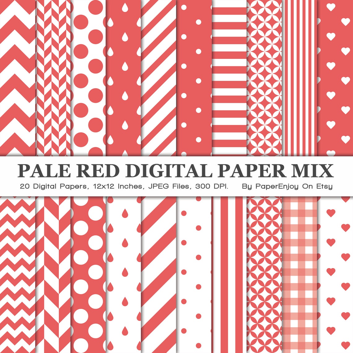 Red Digital Paper, Red Digital Pattern, Red Chevron Paper, Red ...
