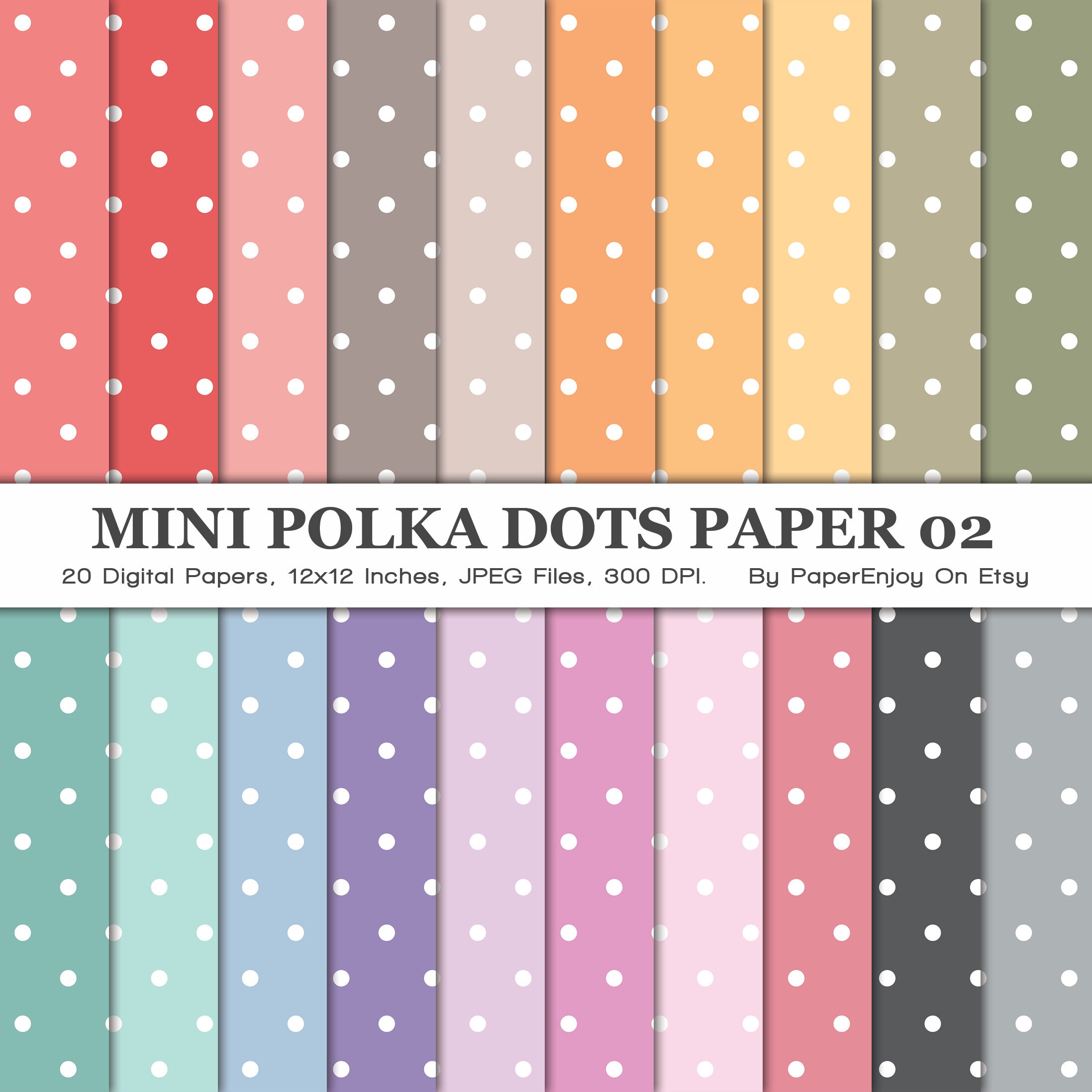 Mini Polka Dot Digital Paper, Polka Dots Digital Paper, Mini Dots Paper ...