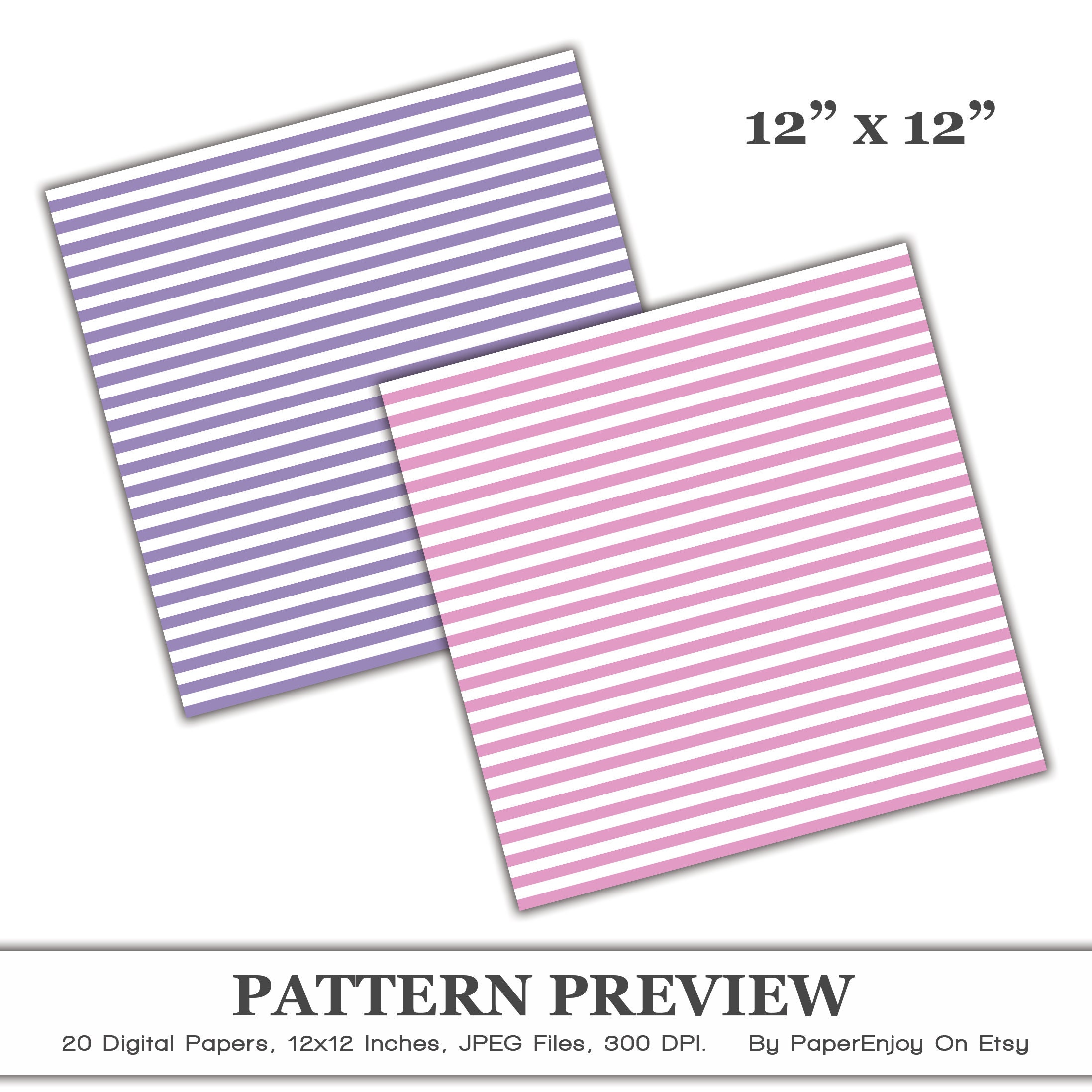 Horizontal Stripes Digital Paper, Stripe Digital Paper, Rainbow Stripes ...