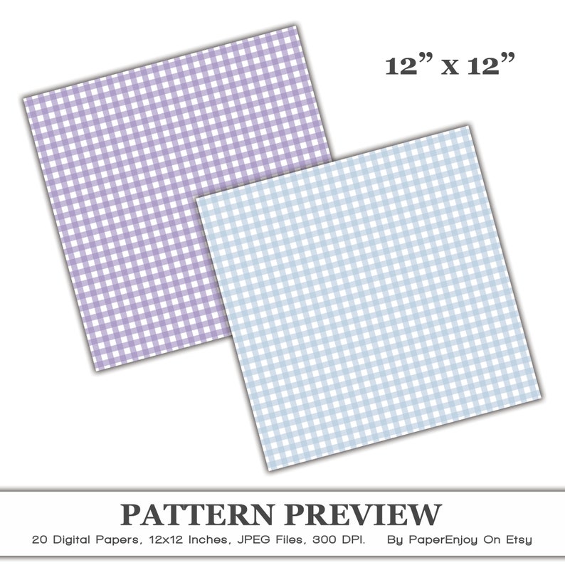 Gingham Digital Paper Pack, Pastel Digital Paper, Gingham Papers ...