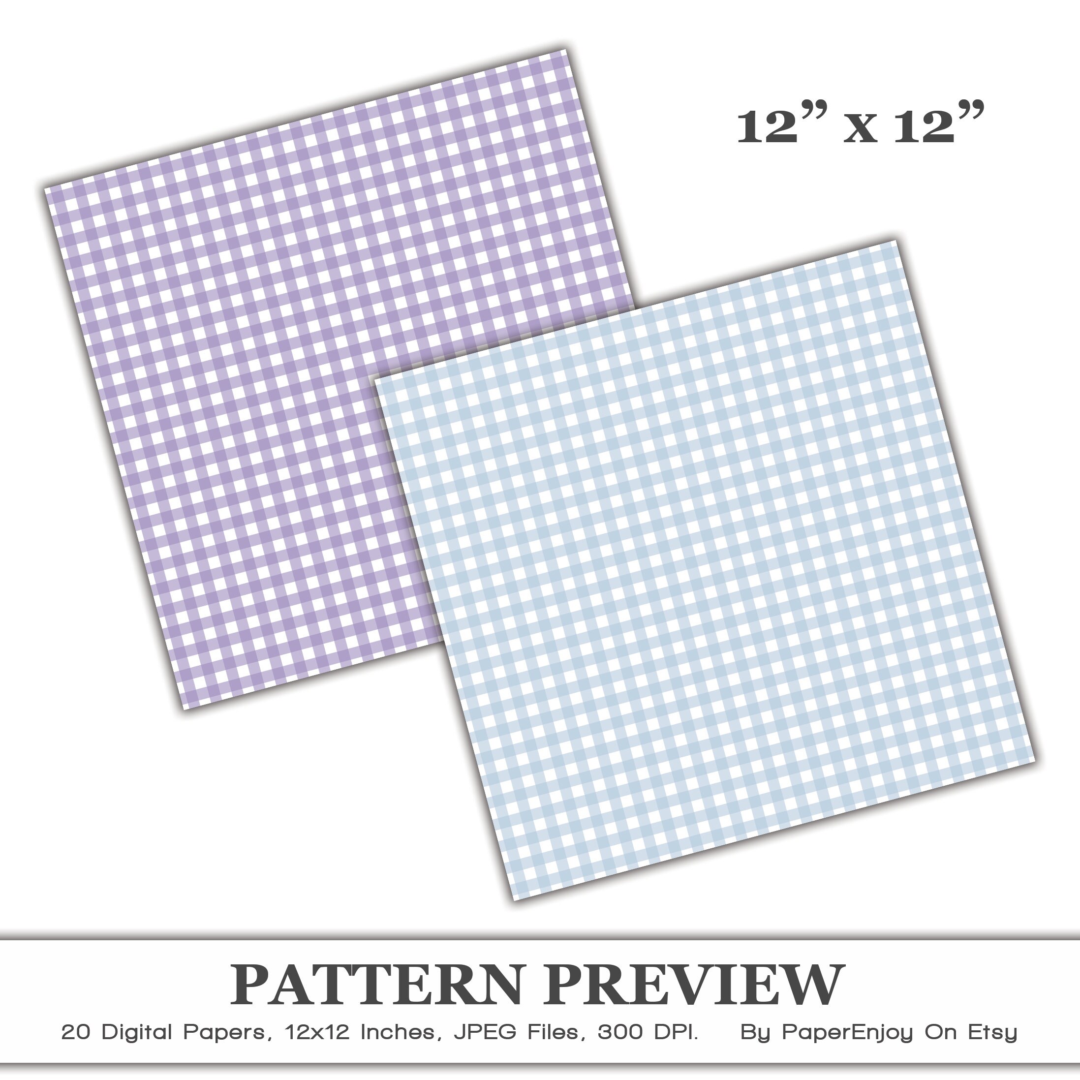 Gingham Digital Paper Pack, Pastel Digital Paper, Gingham Papers ...