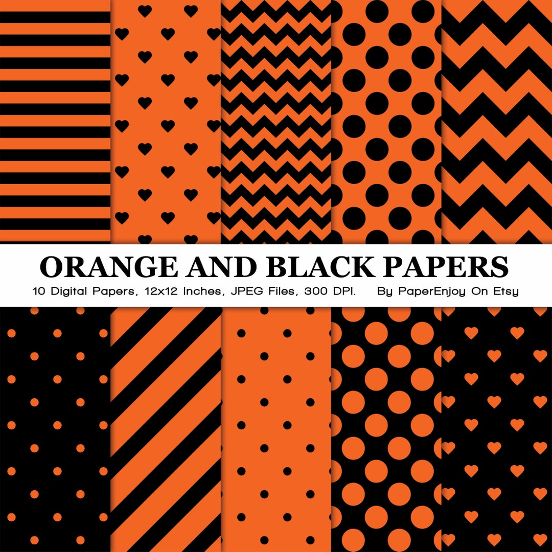 Orange and Black Digital Paper - Orange Digital Paper, Halloween ...