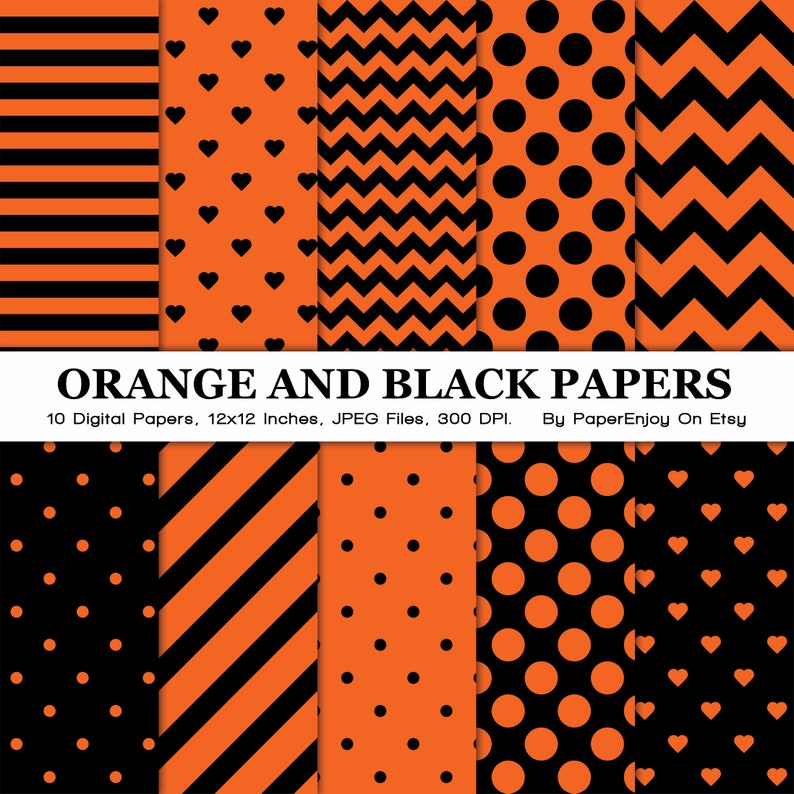 Orange and Black Digital Paper - Orange Digital Paper, Halloween ...