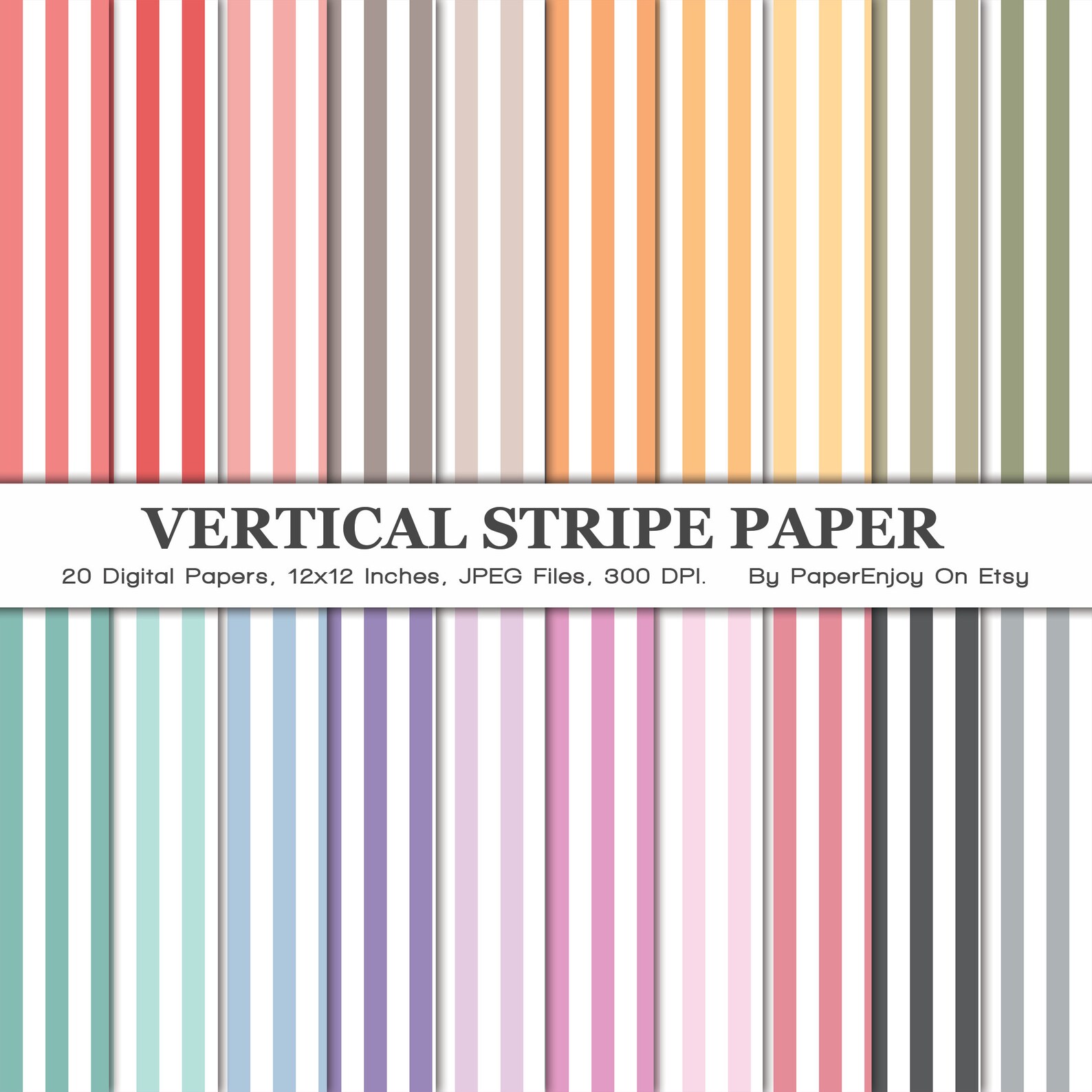 Vertical Stripe Digital Paper, Striped Digital Paper, Pastel Stripes ...