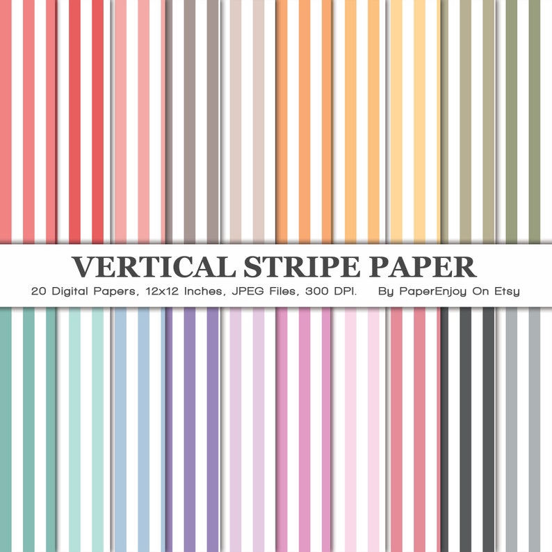 Vertical Stripe Digital Paper, Striped Digital Paper, Pastel Stripes ...