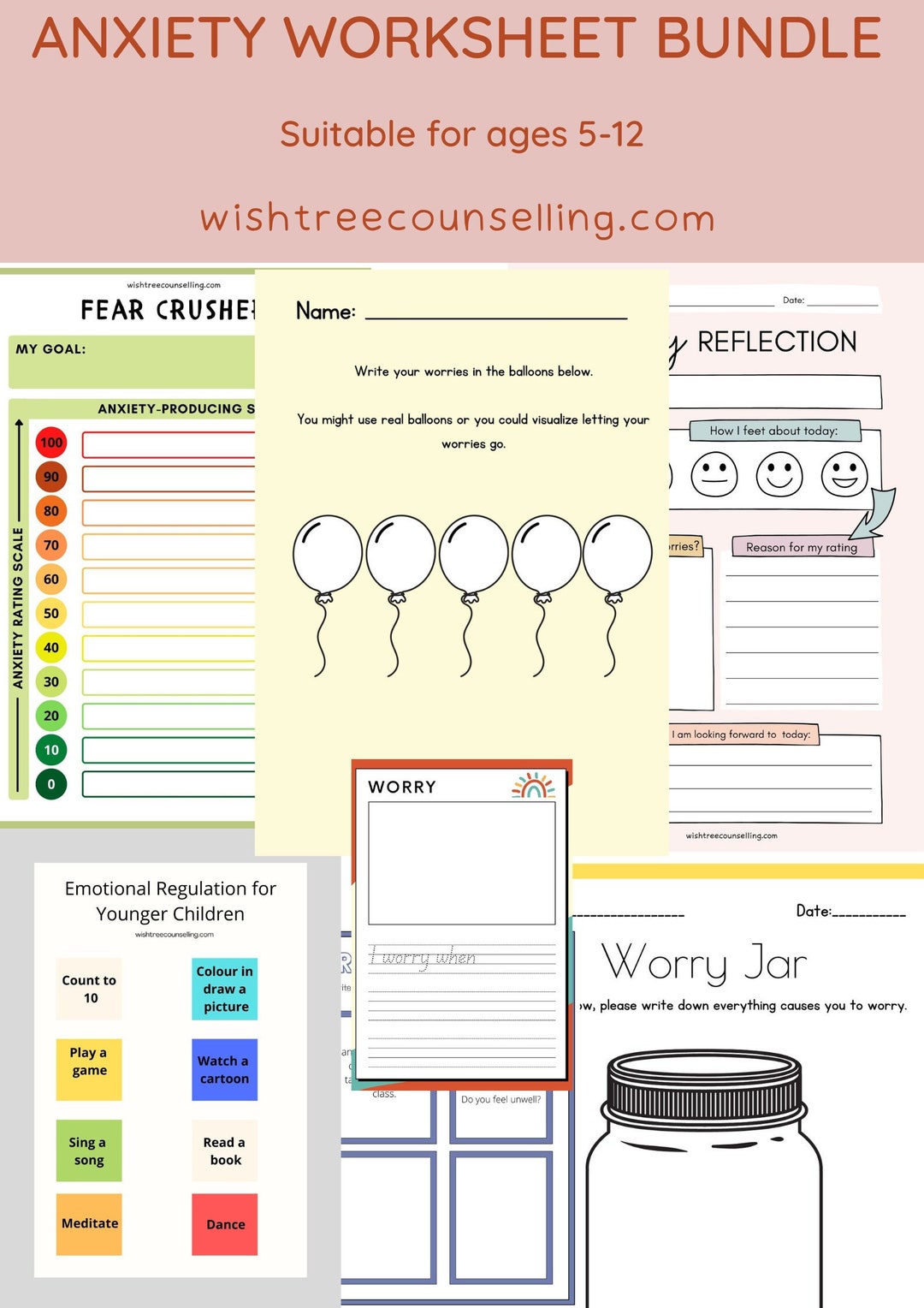 Child Counselling Anxiety Worksheet Bundle - Etsy