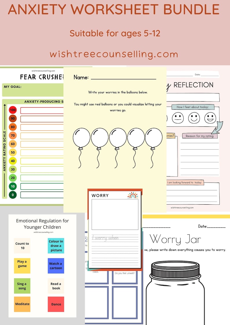 Child Counselling Anxiety Worksheet Bundle - Etsy Australia