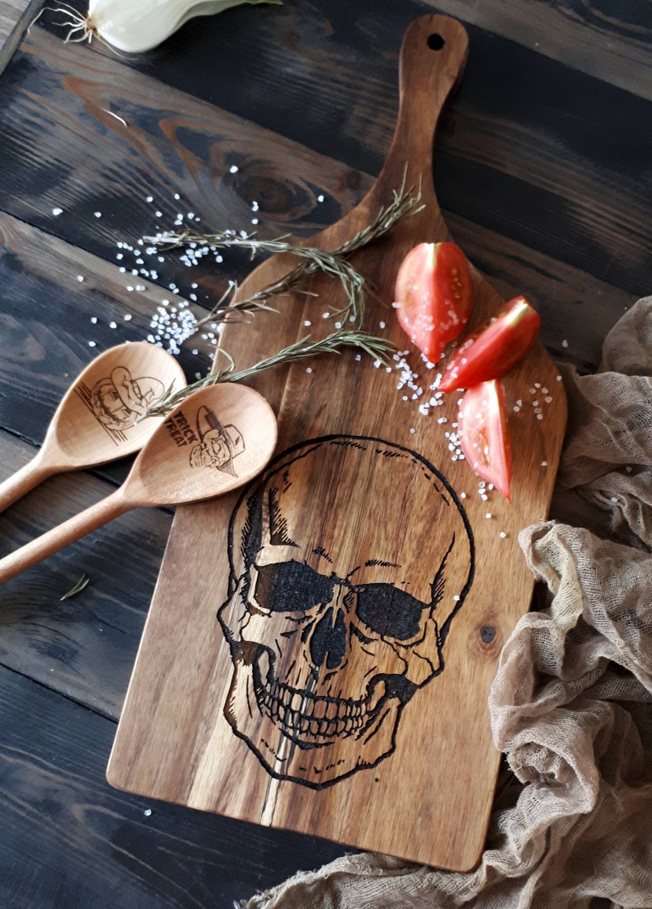 Horror Skull Skeleton Cutting Board Creepy Halloween Decor Halloween ...