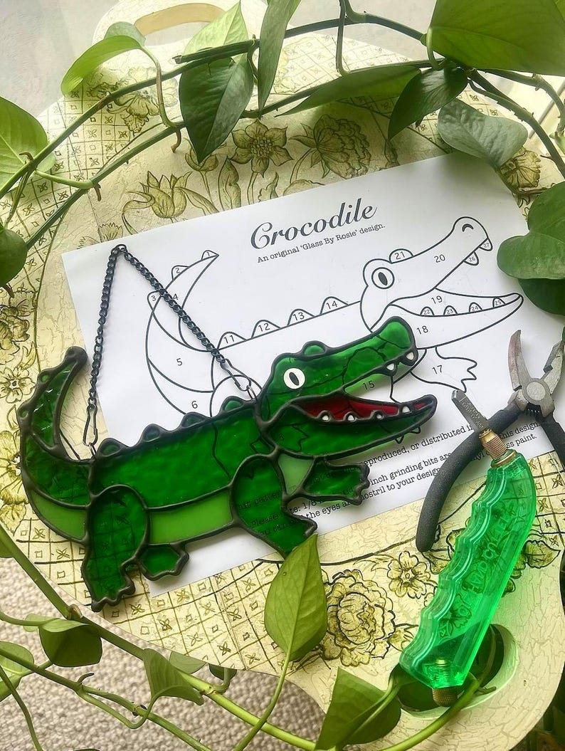 Crocodile Stained Glass Pattern: DIY Template (digital Download ...