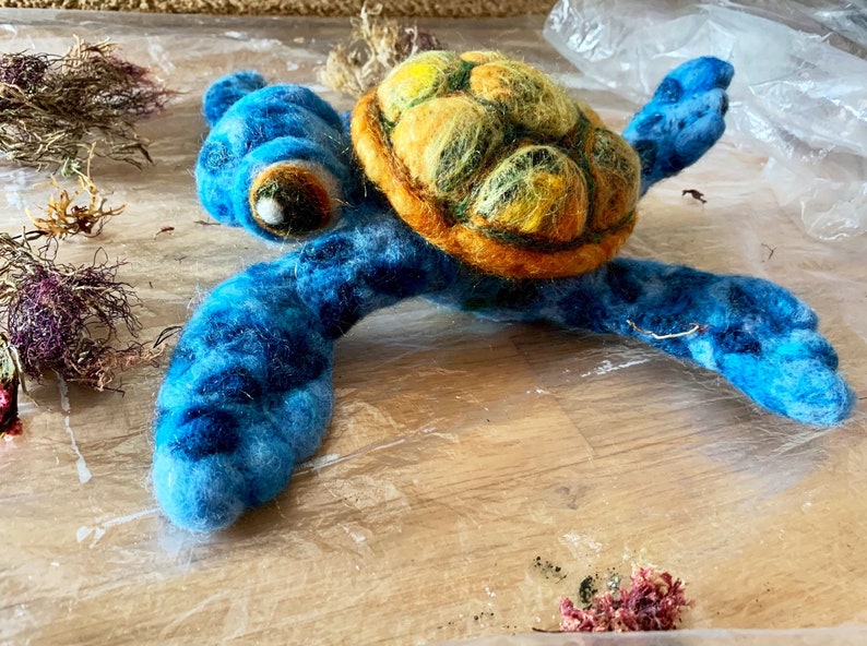 Needle Felted Turtle/sea Turtle/reptile/10x9in/colourful Turtle ...