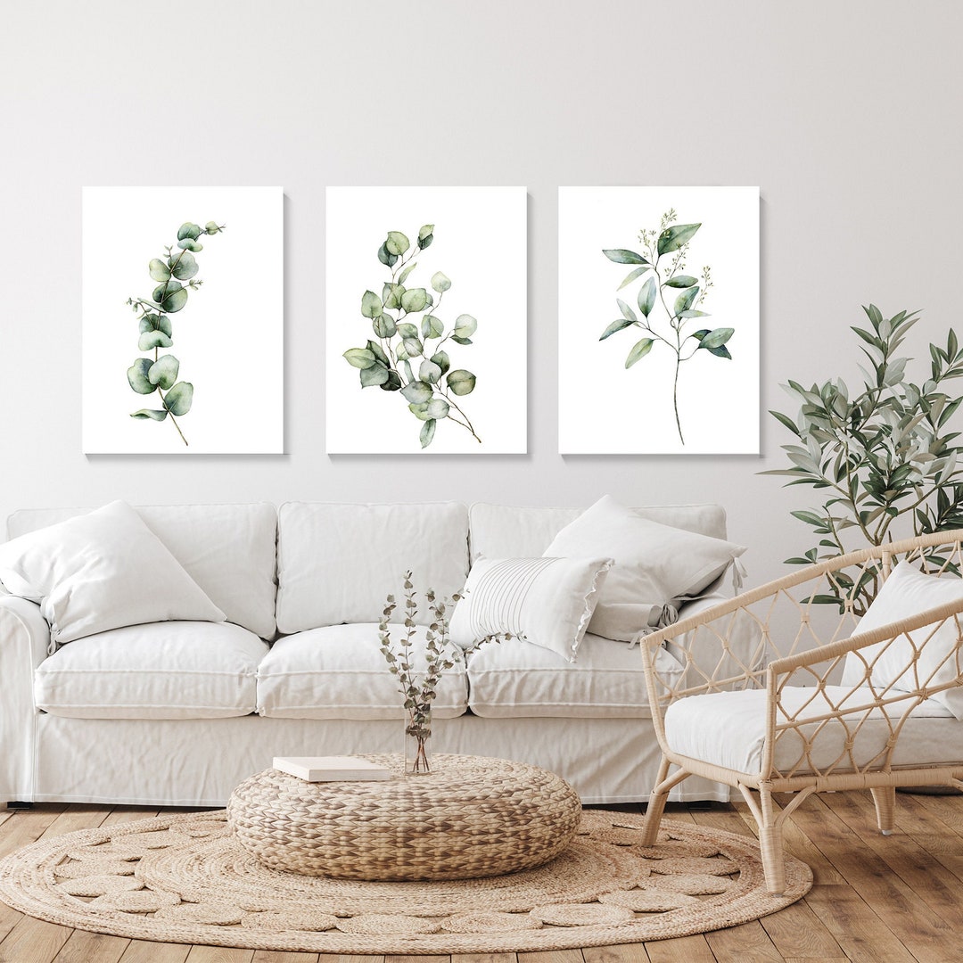 Set of 3 Canvas, Wall Art Canvas 3 Panel Canvas Art Print Eucalyptus ...