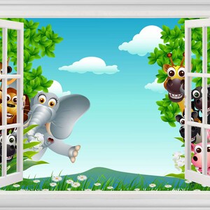 Animal Stickers Window Decals Safari Nursery Decor Large - Etsy