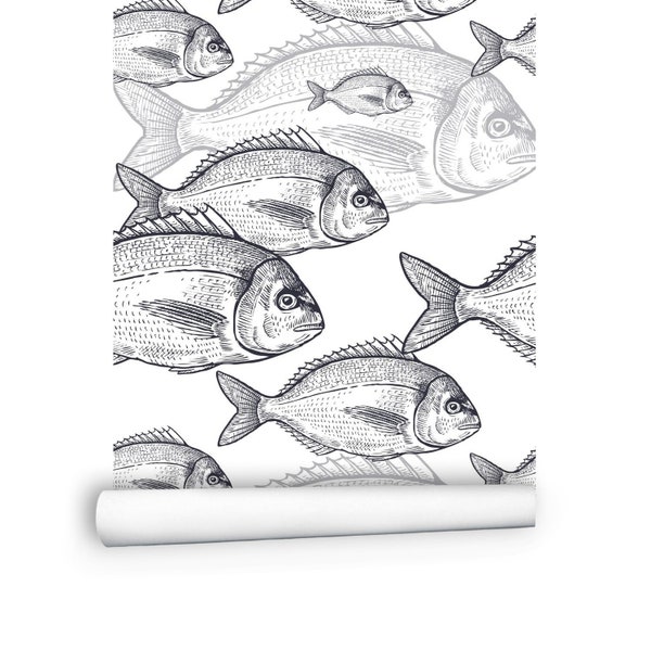 Gray Fish Wallpaper - Etsy