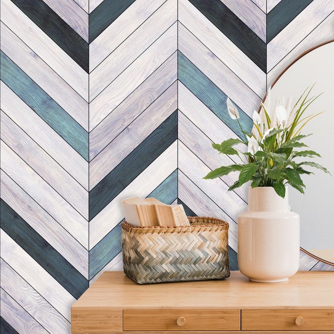 Geometric Removable wallpaper 3D Wood Peel and Stick Wall | Etsy
